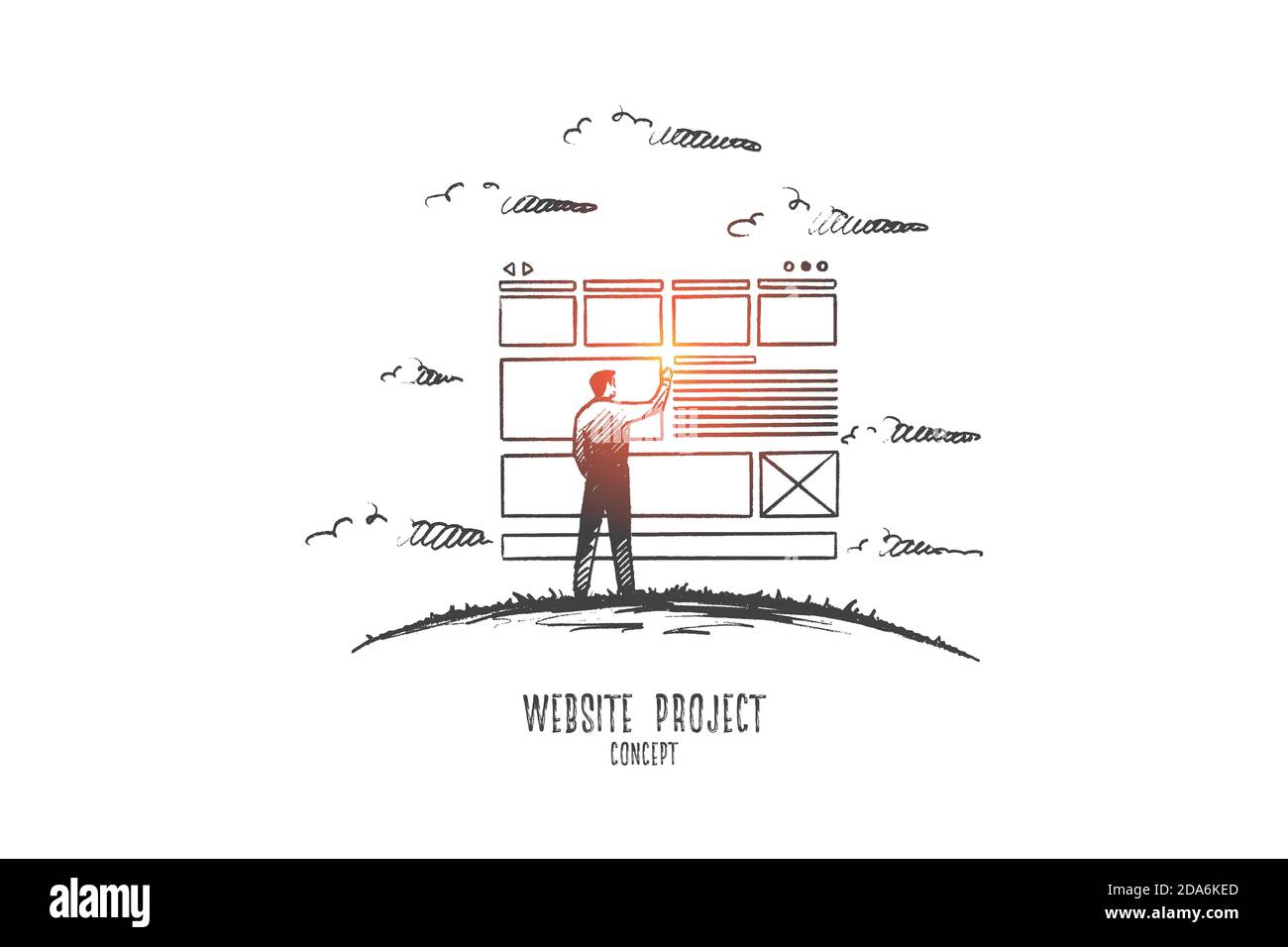 Website project concept. Hand drawn isolated vector Stock Vector Image ...