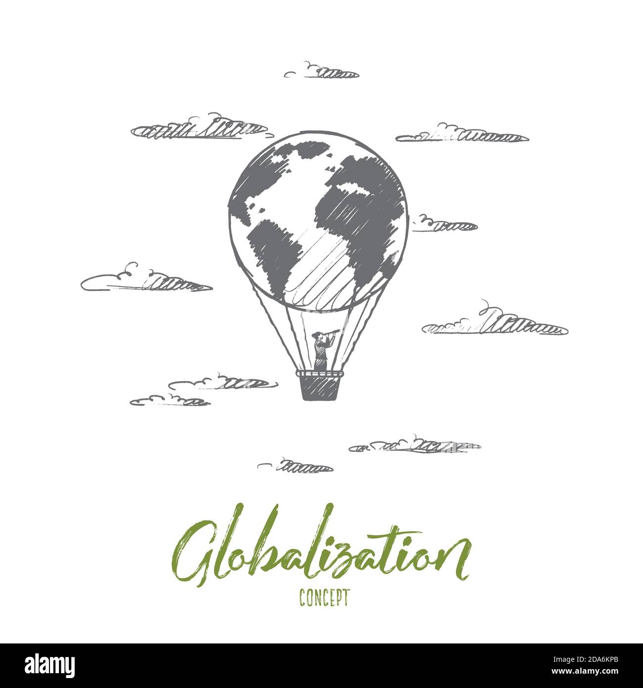Globalization concept. Hand drawn isolated vector Stock Vector Image ...