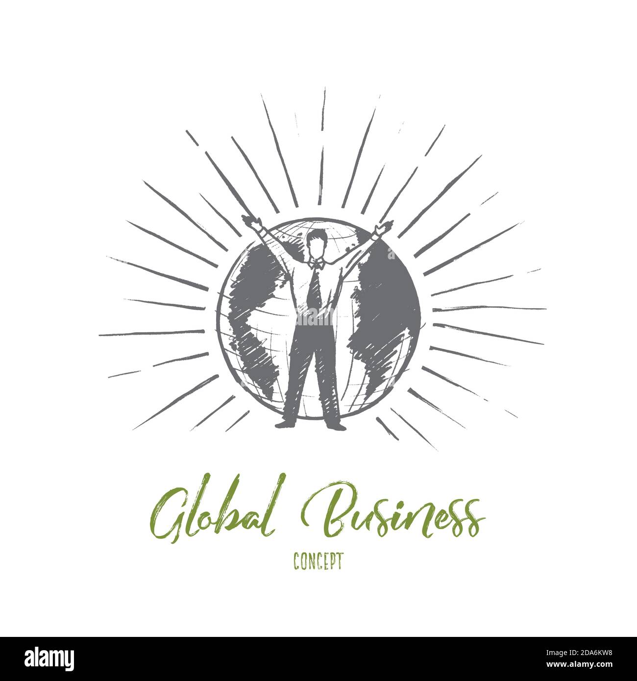 Global business concept. Hand drawn isolated vector Stock Vector Image ...