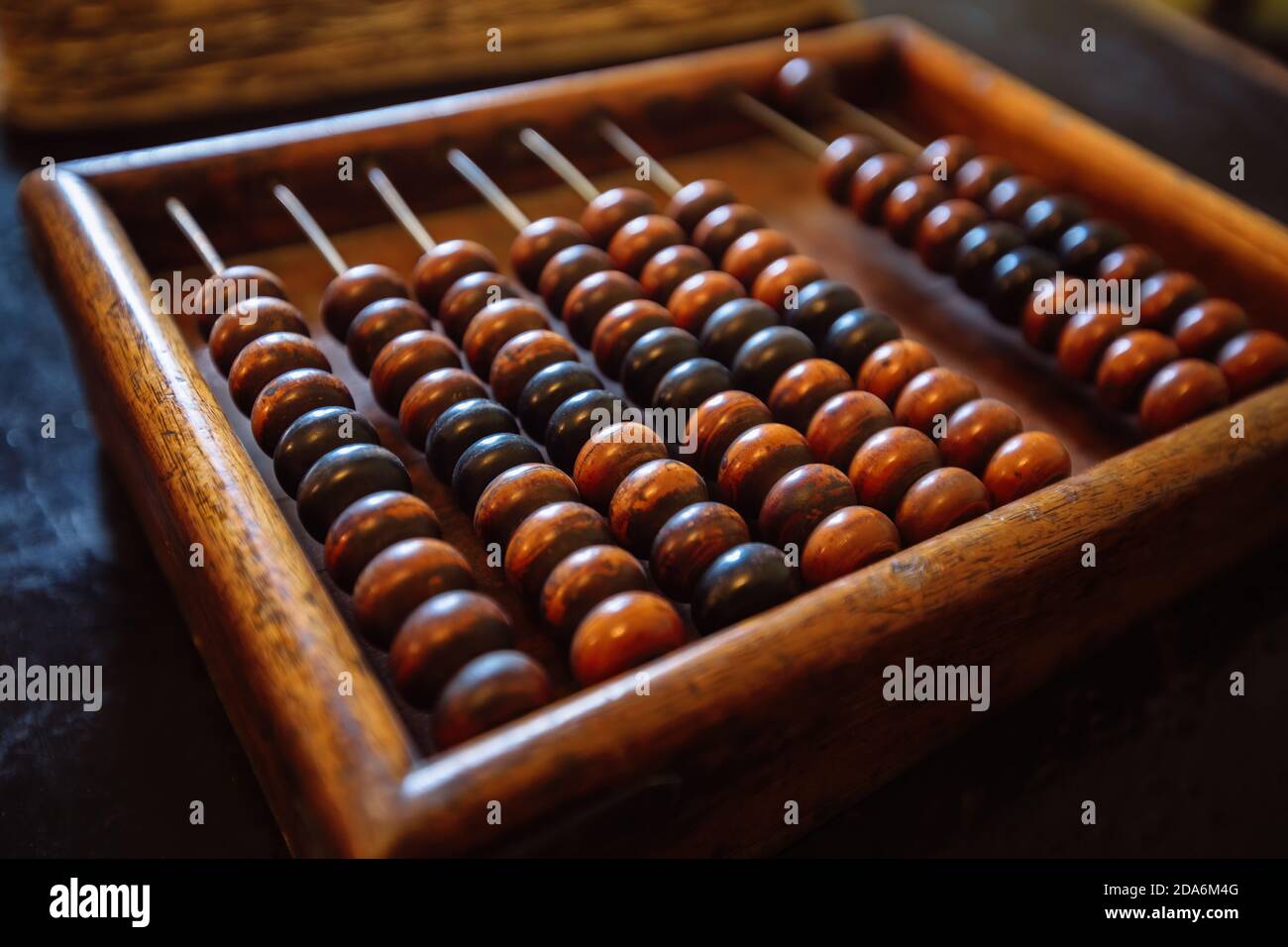 Old vintage wooden abacus, close up view Stock Photo - Alamy