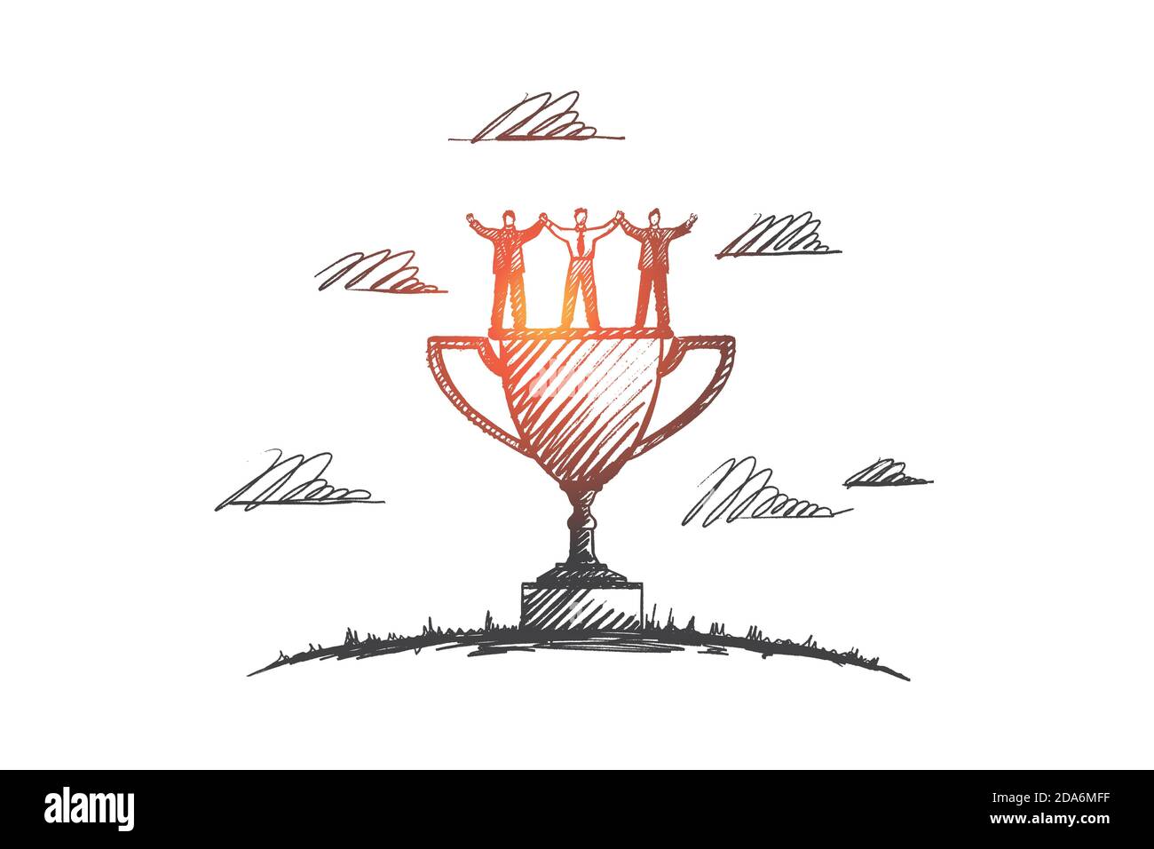 Teamwork concept. Hand drawn isolated vector Stock Vector Image & Art ...