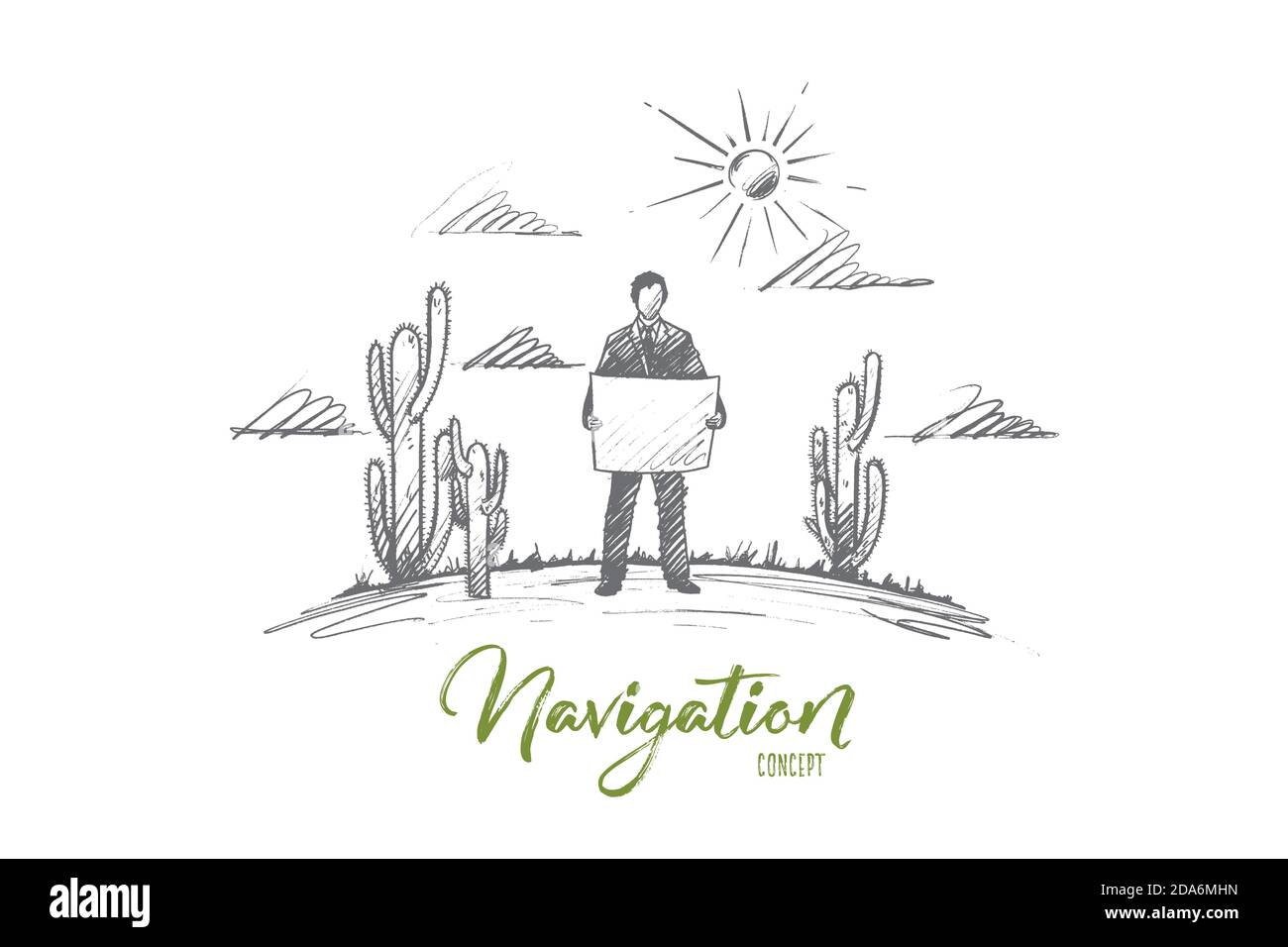 Navigation concept. Hand drawn isolated vector Stock Vector Image & Art ...