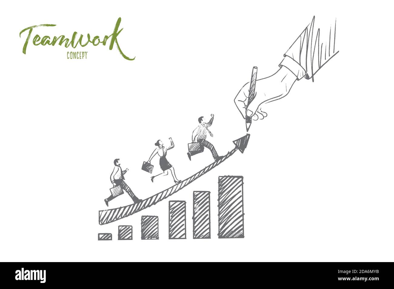 Teamwork concept. Hand drawn isolated vector Stock Vector Image & Art ...
