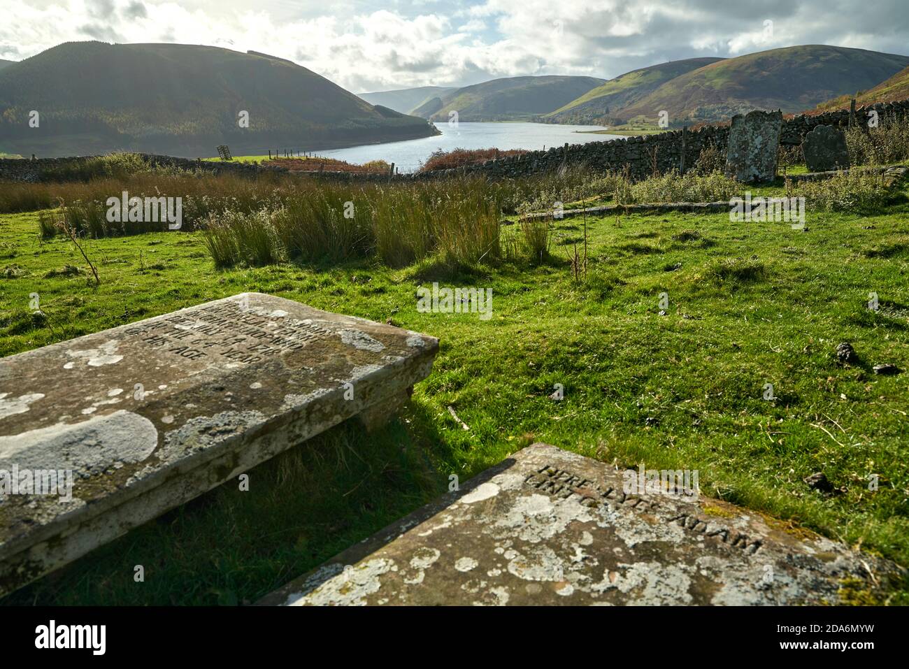St. Mary's Kirkyard by St.Mary's Loch, the Scottish Borders, in autumn ...