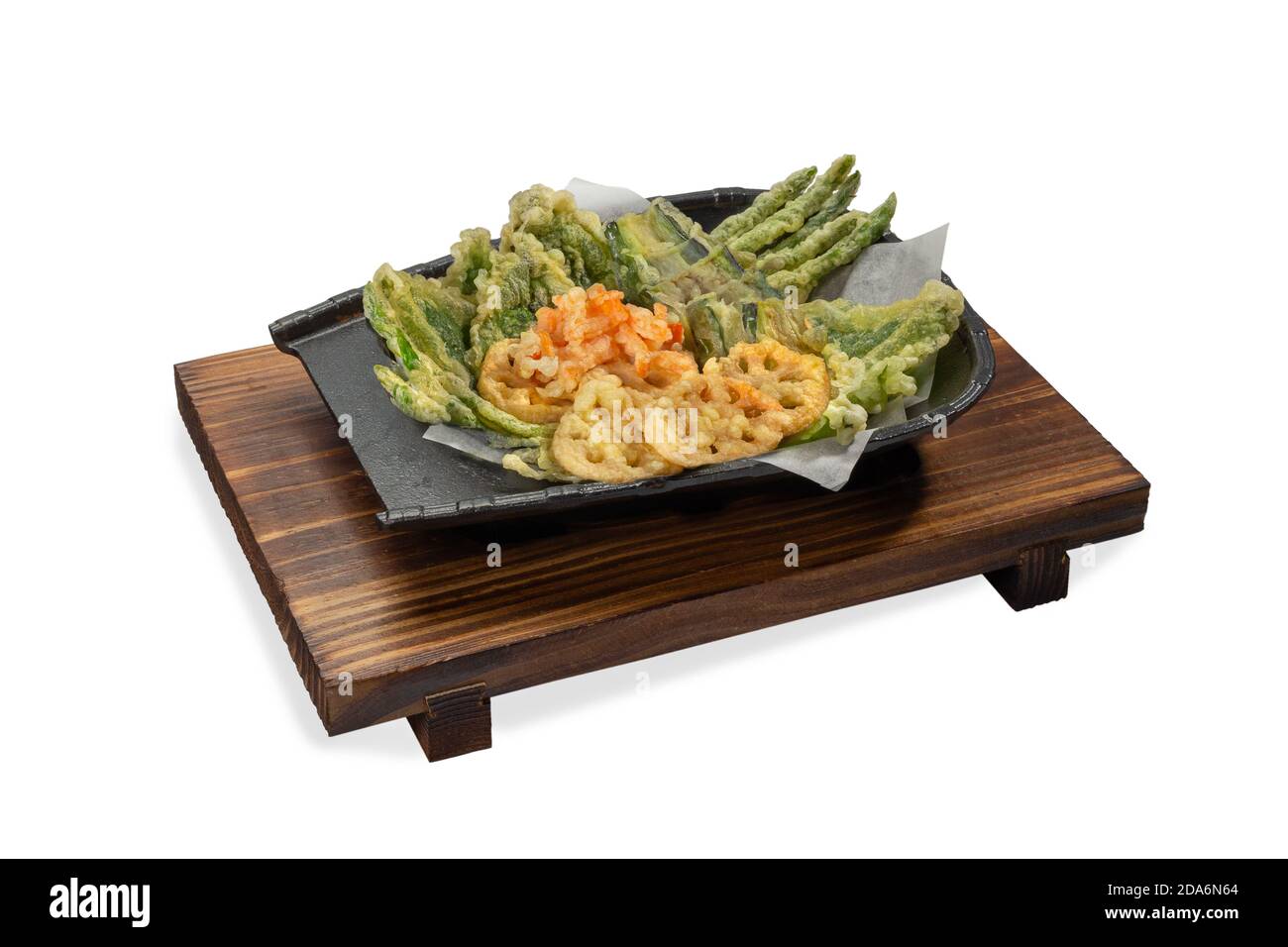 Japanese tempura with fresh deep-fried vegetables. Isolated on white ...