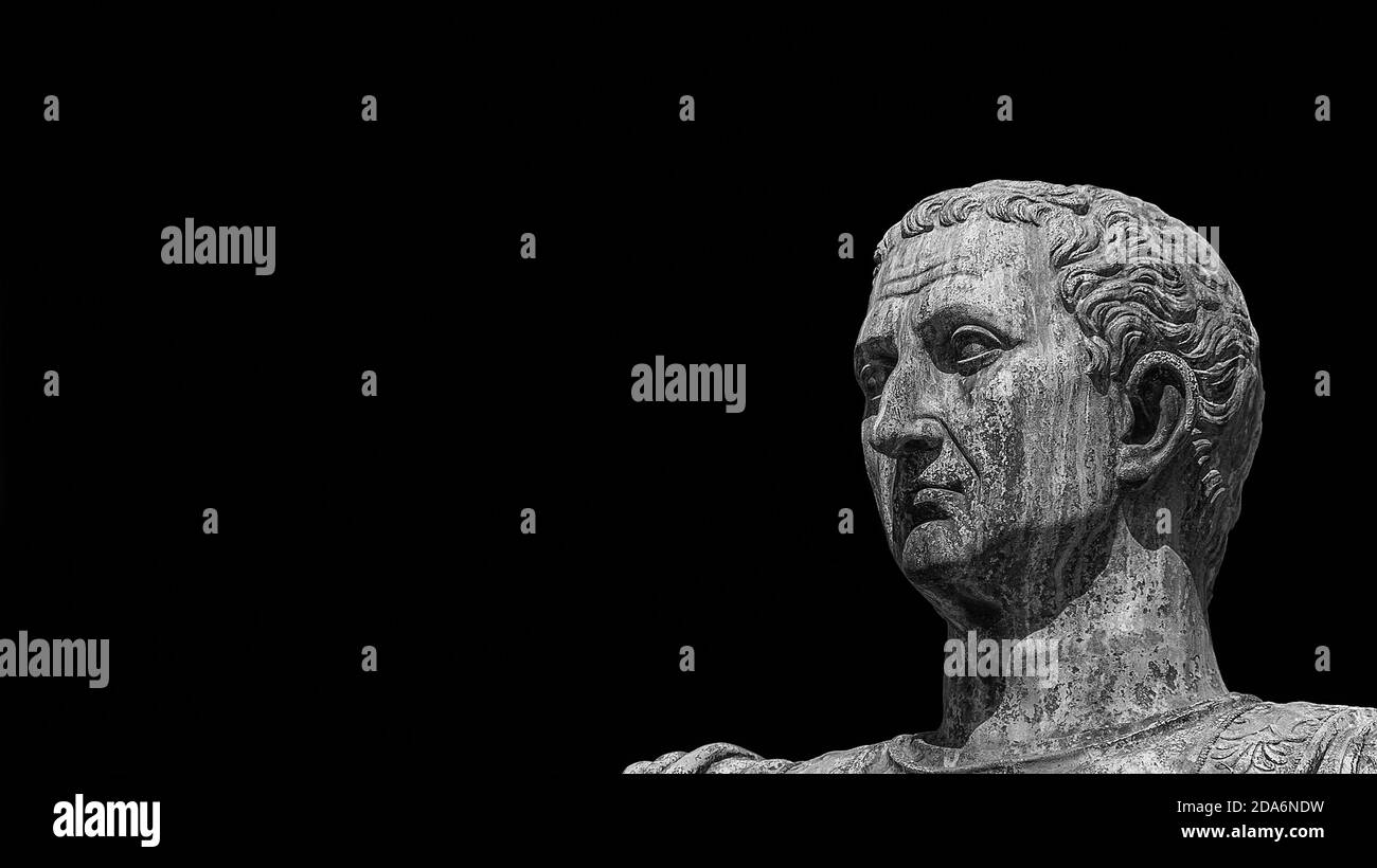 Caesar Augustus Nerva Emperor of Ancient Rome bronze statue along ...