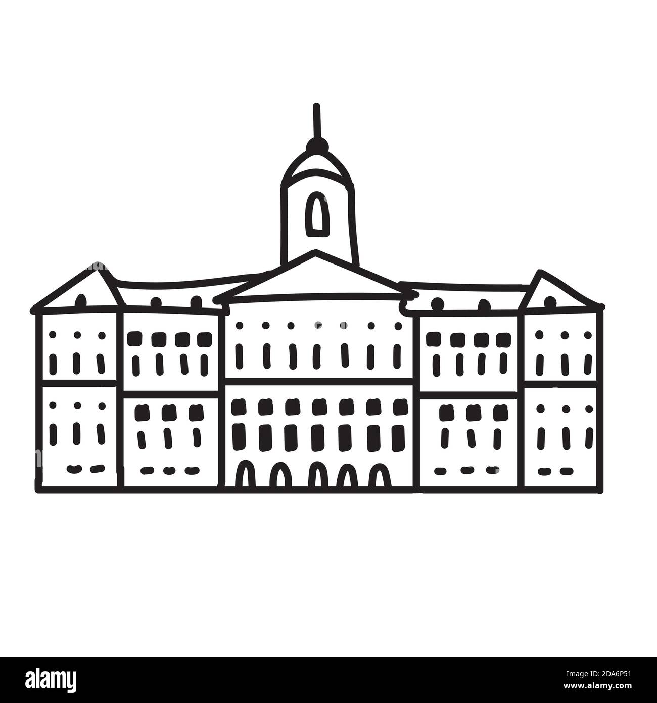 Hand drawn museum building in doodle style. Black stroke. Simple vector ...