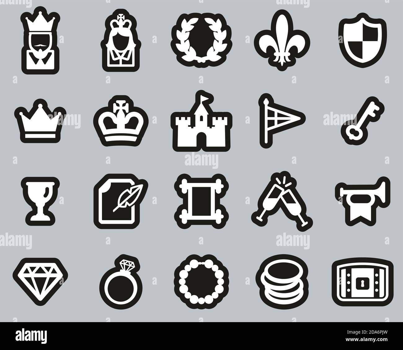 Royalty Or Royal Blood Icons White On Black Sticker Set Big Stock ...