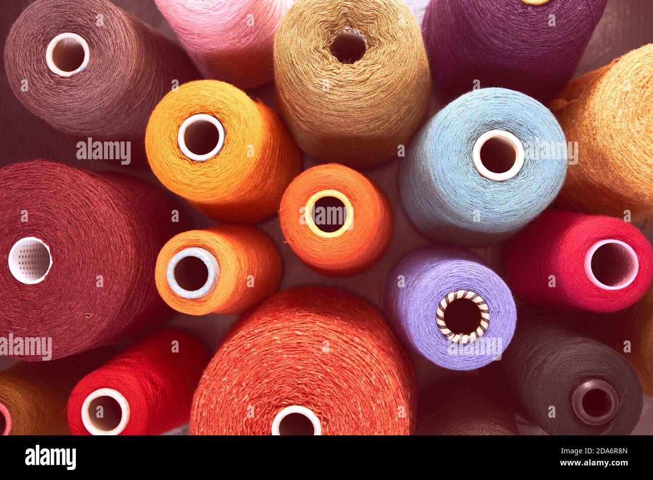 Composition of colorful vibrant wool threads Stock Photo - Alamy