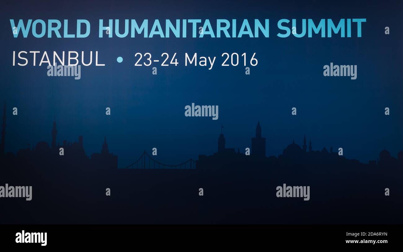 ISTANBUL, TURKEY - May 23, 2016: Official emblem of World Humanitarian ...