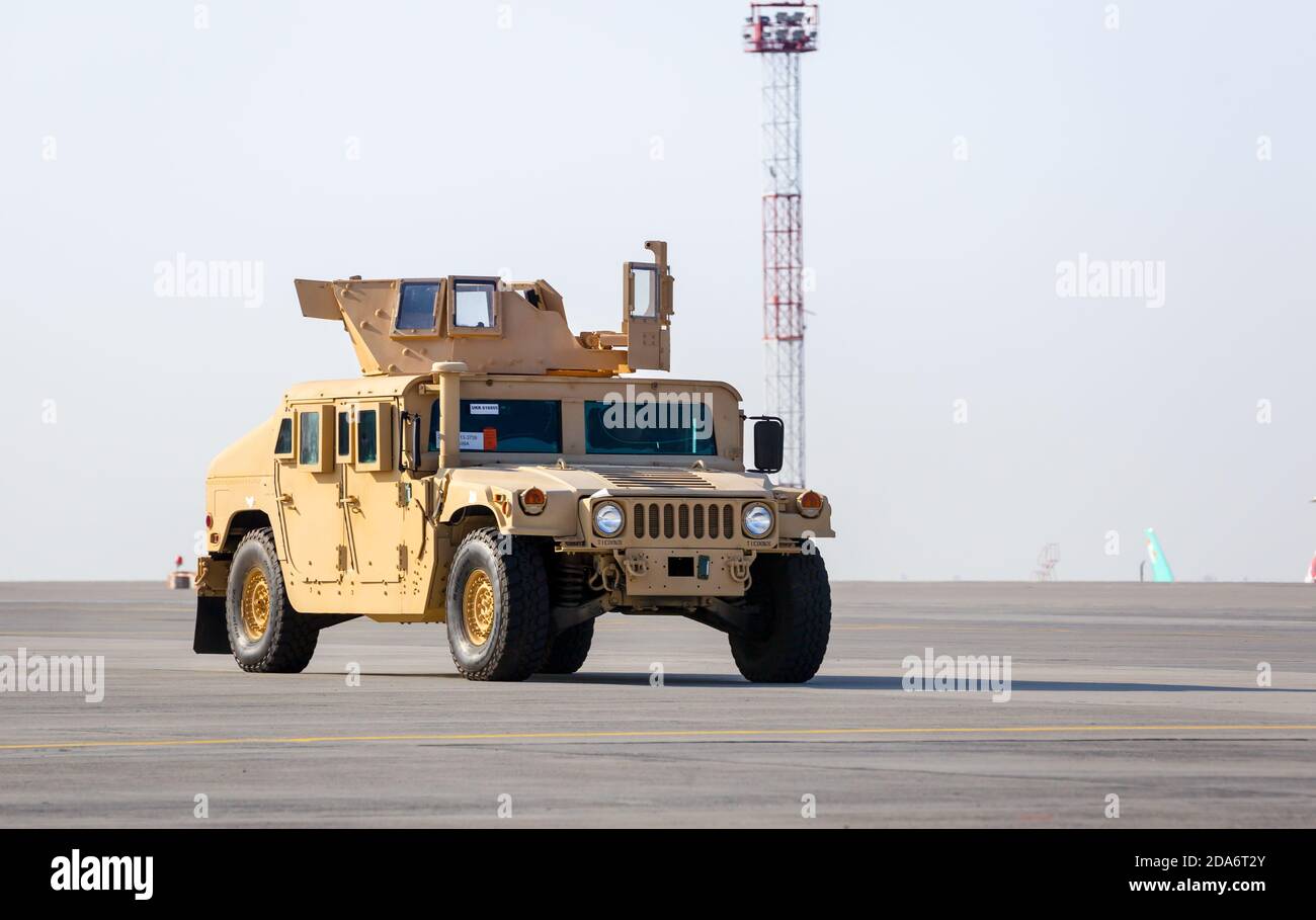 KIEV, UKRAINE - Mar. 25, 2015: American armored vehicle HMMWV (Humvee ...