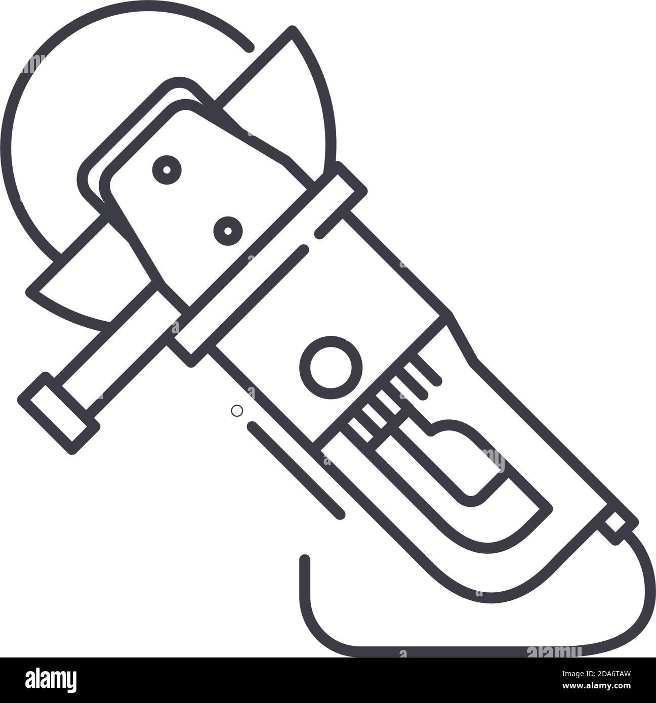Angle grinder machine icon, linear isolated illustration, thin line ...