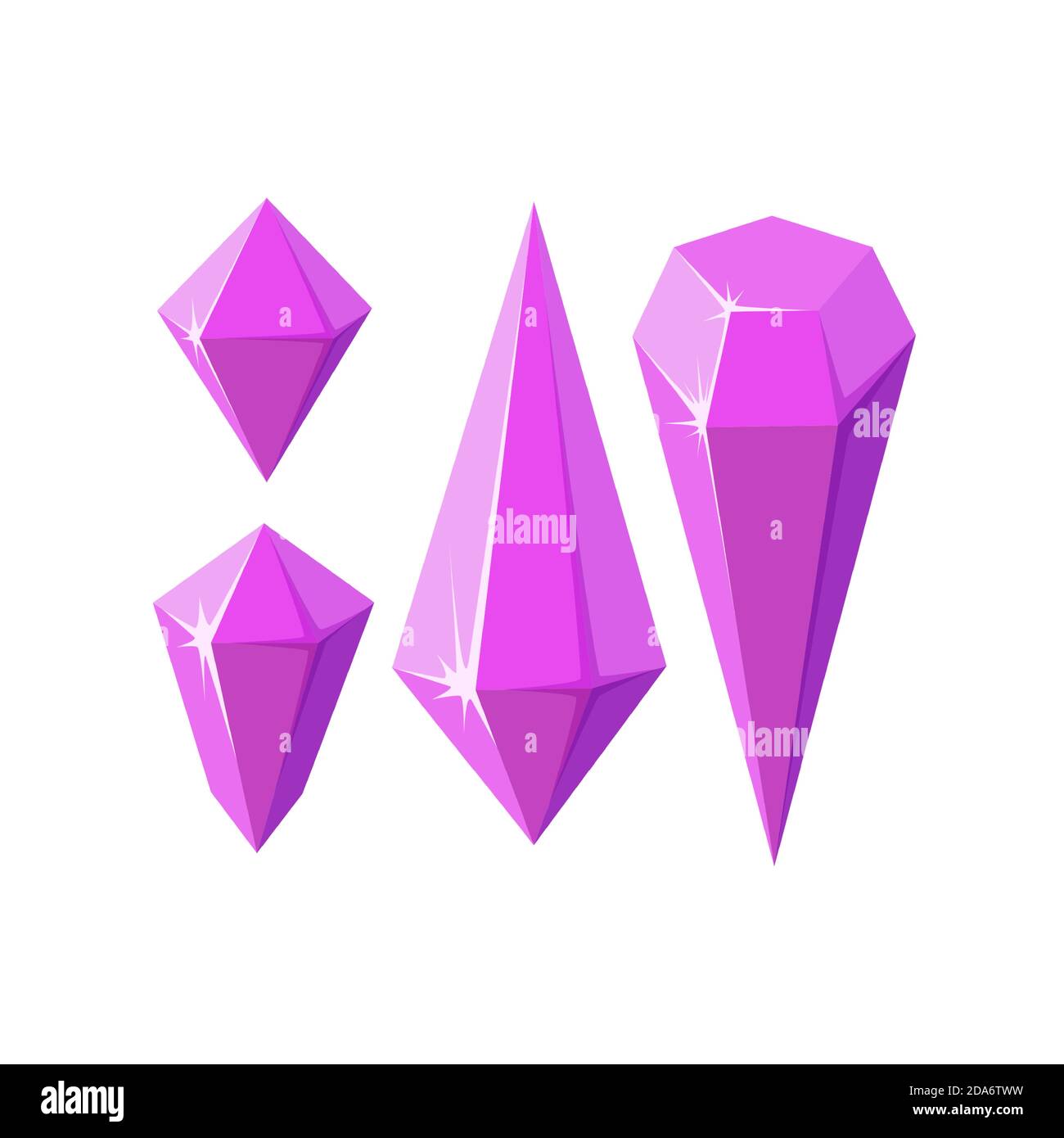 Pink crystal stones like amethyst quartz. Geometric gems or glass ...