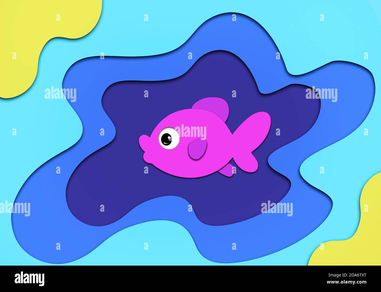 3d Paper cutout pink fish in a pond Stock Photo - Alamy