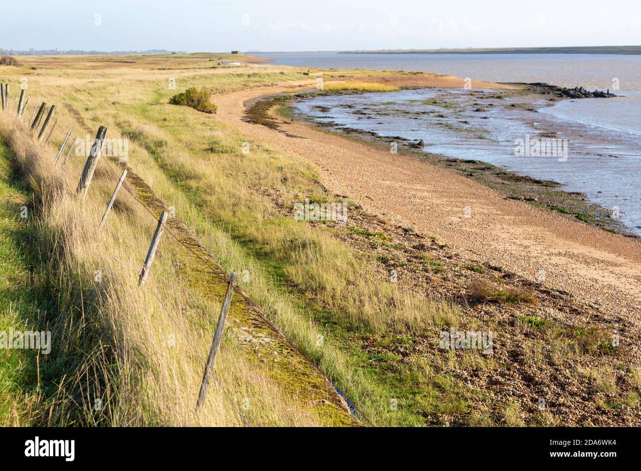 Landscape secenryn River Ore coastal estuary shoreline, Hollesley ...