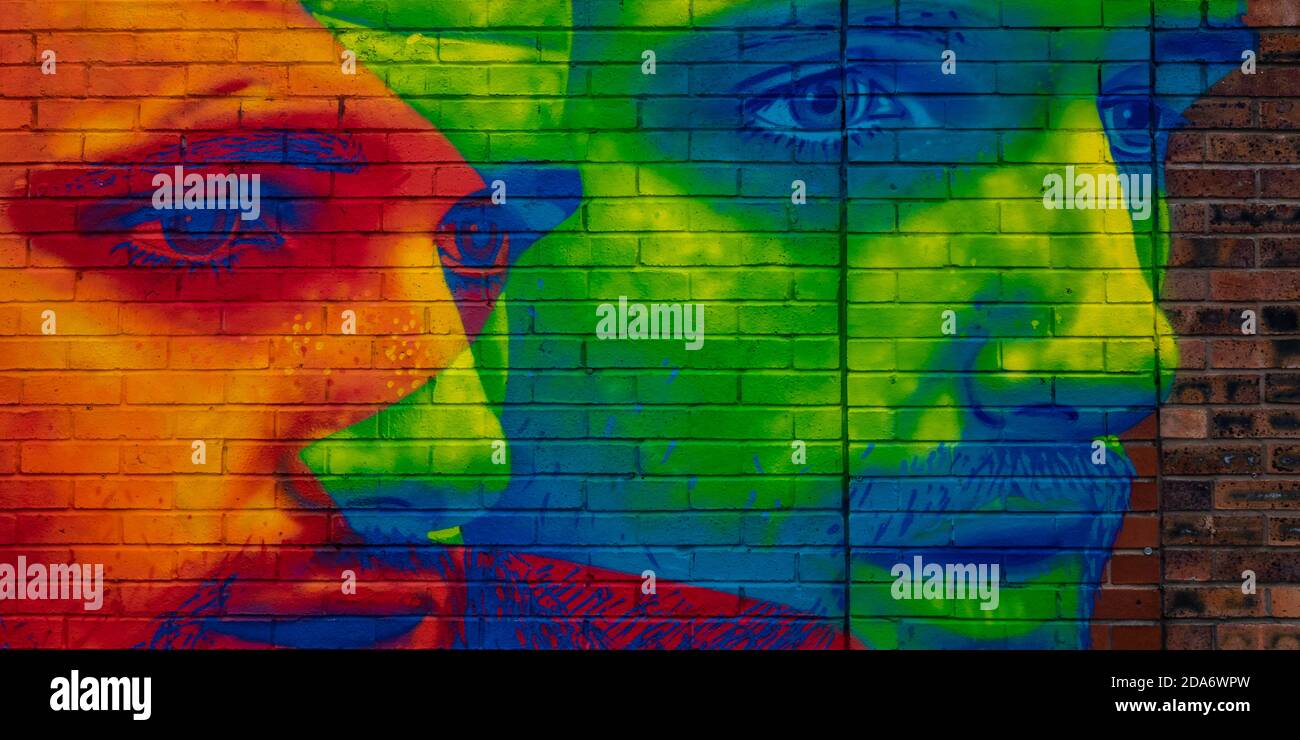 Striking graffiti mural in Liverpool's Baltic Triangle district Stock ...