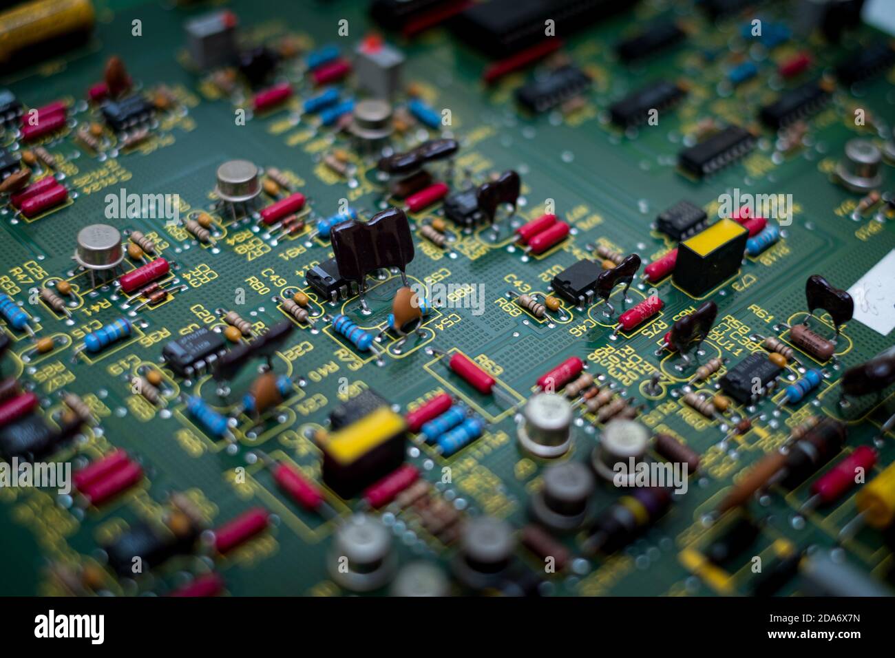 Closeup Electronic circuit board ( PCB )components detail and An integrated circuit (ic Stock ...