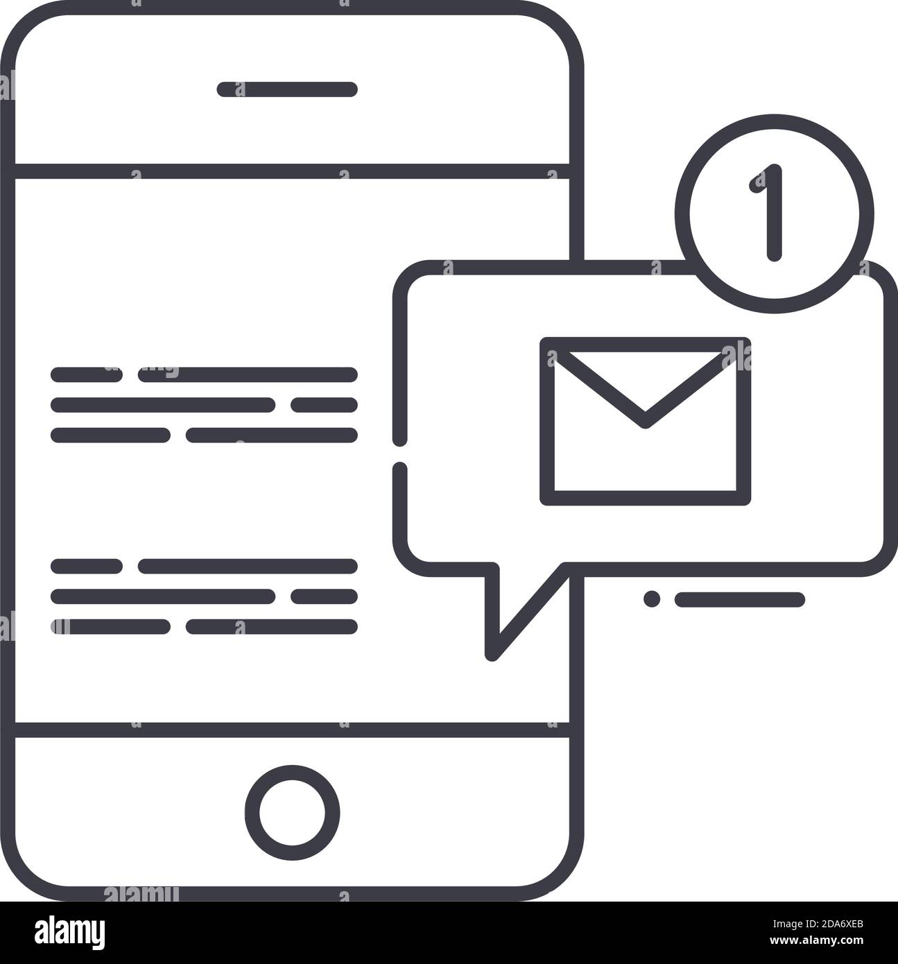 Alert message icon, linear isolated illustration, thin line vector, web ...