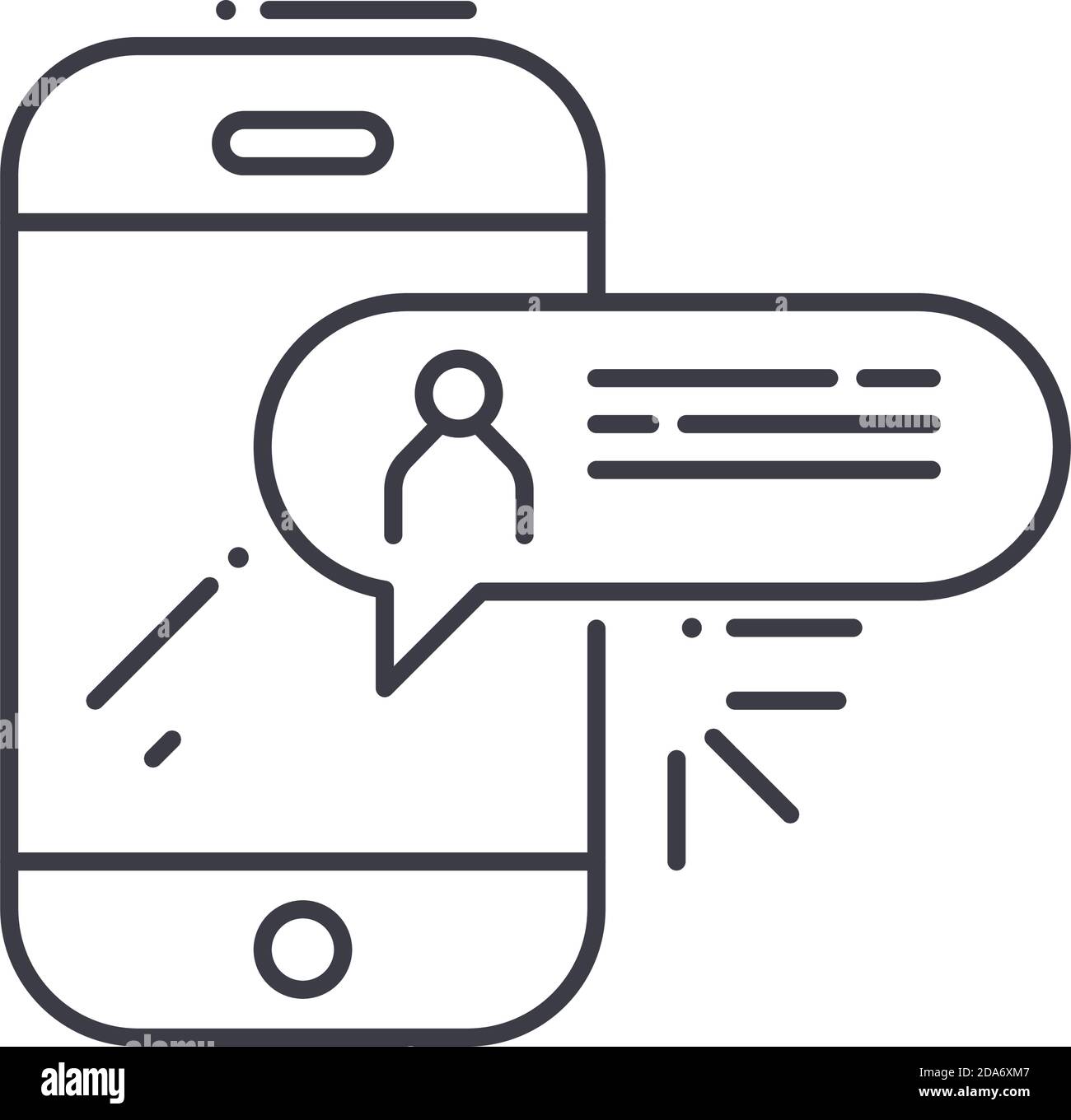 Alert information message icon, linear isolated illustration, thin line ...