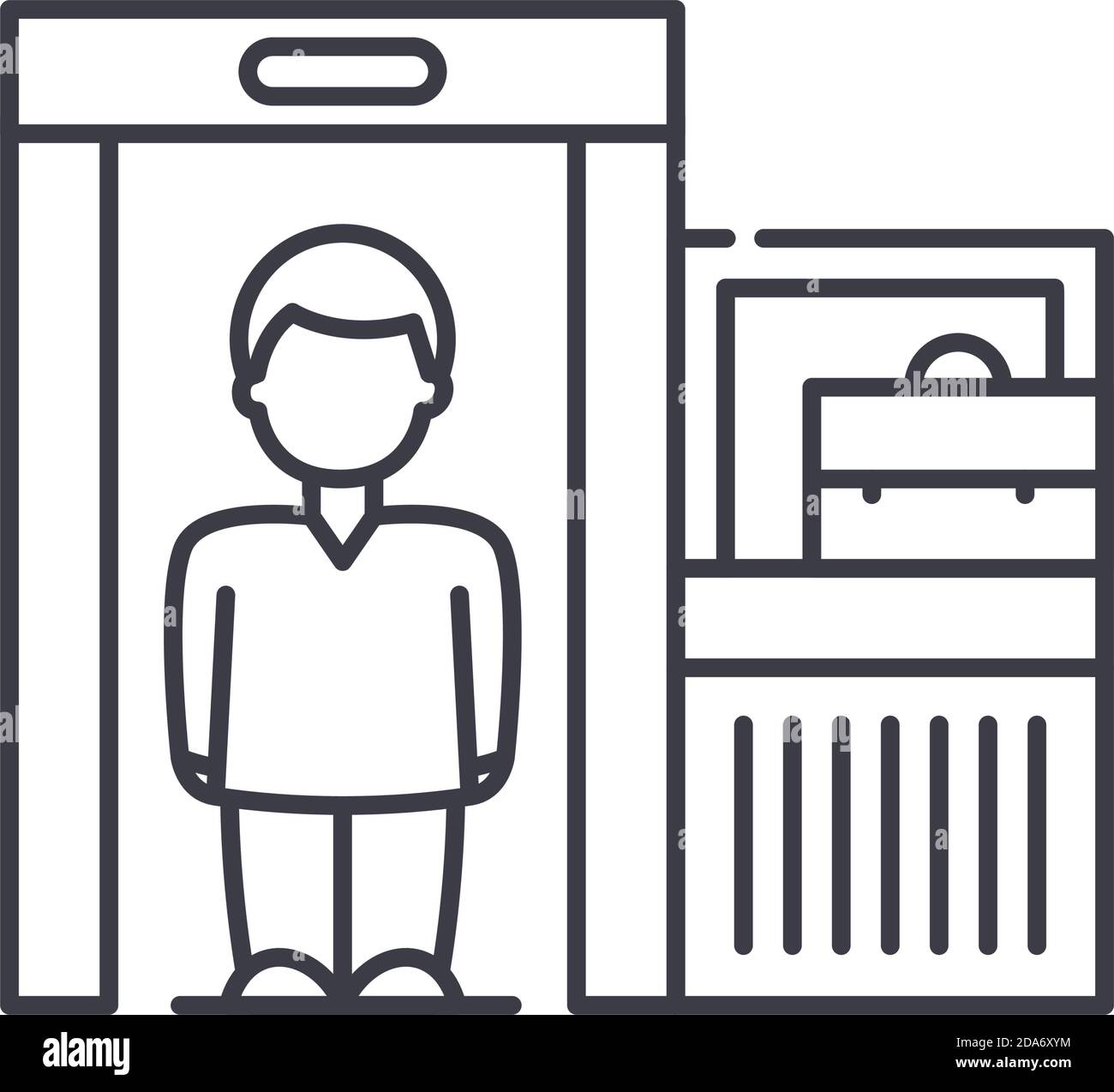 Airport security icon, linear isolated illustration, thin line vector, web design sign, outline ...