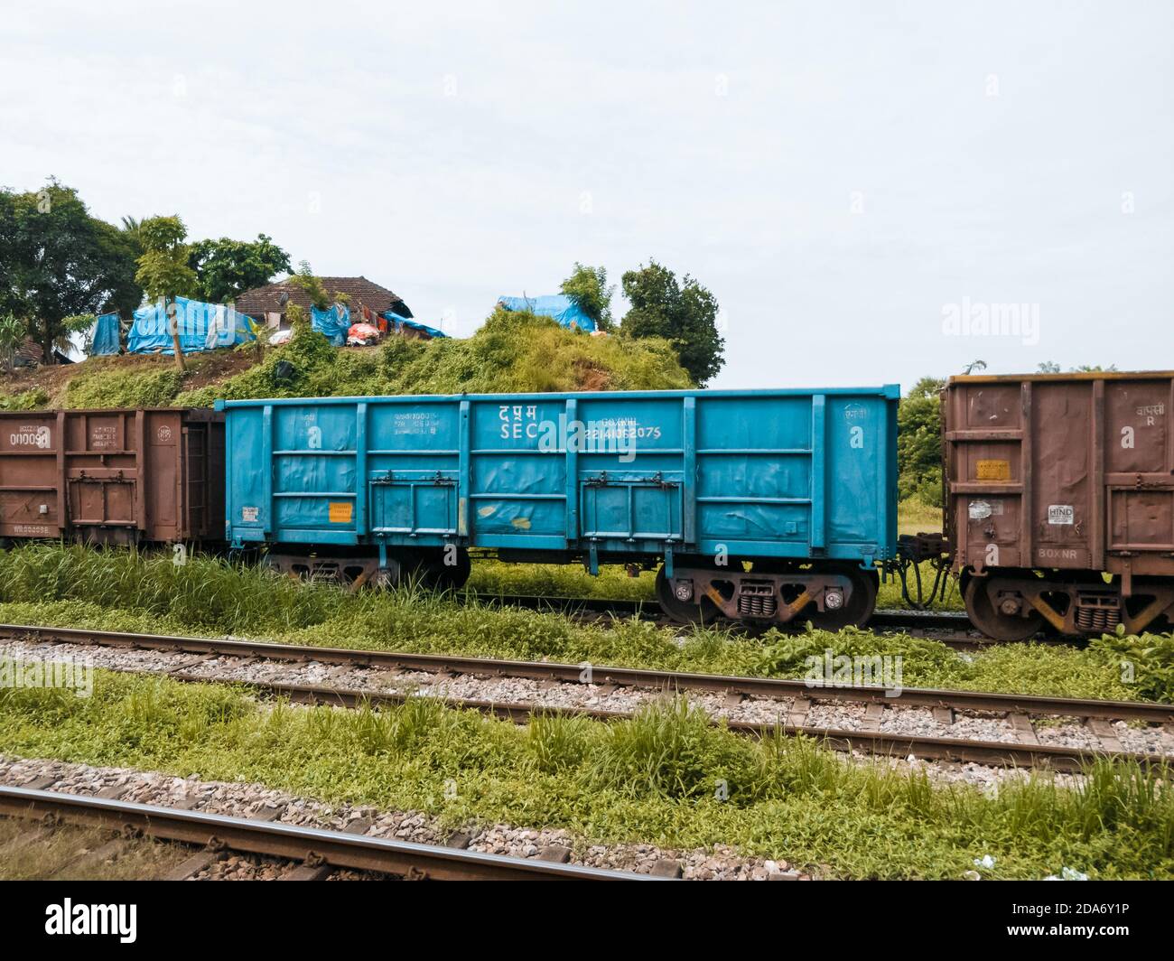 Cargo train wagons hi-res stock photography and images - Alamy