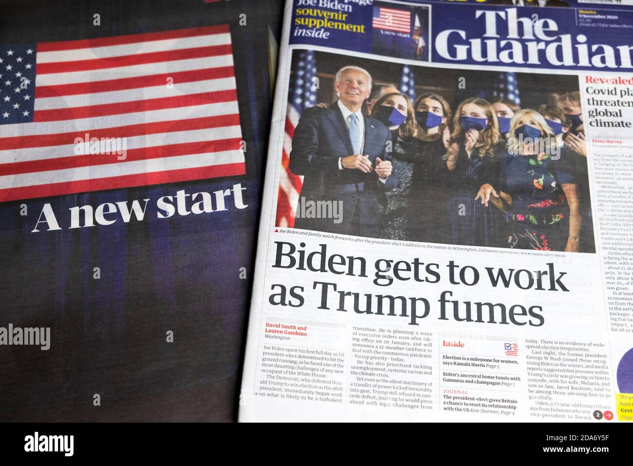 "Biden gets to work as Trump fumes" Joe Biden Guardian newspaper ...