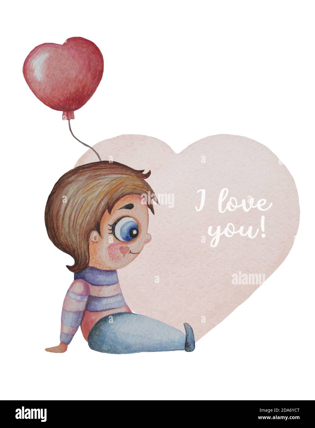 Romantic Valentine - I love you. A cute enamored boy sitting with a red ...