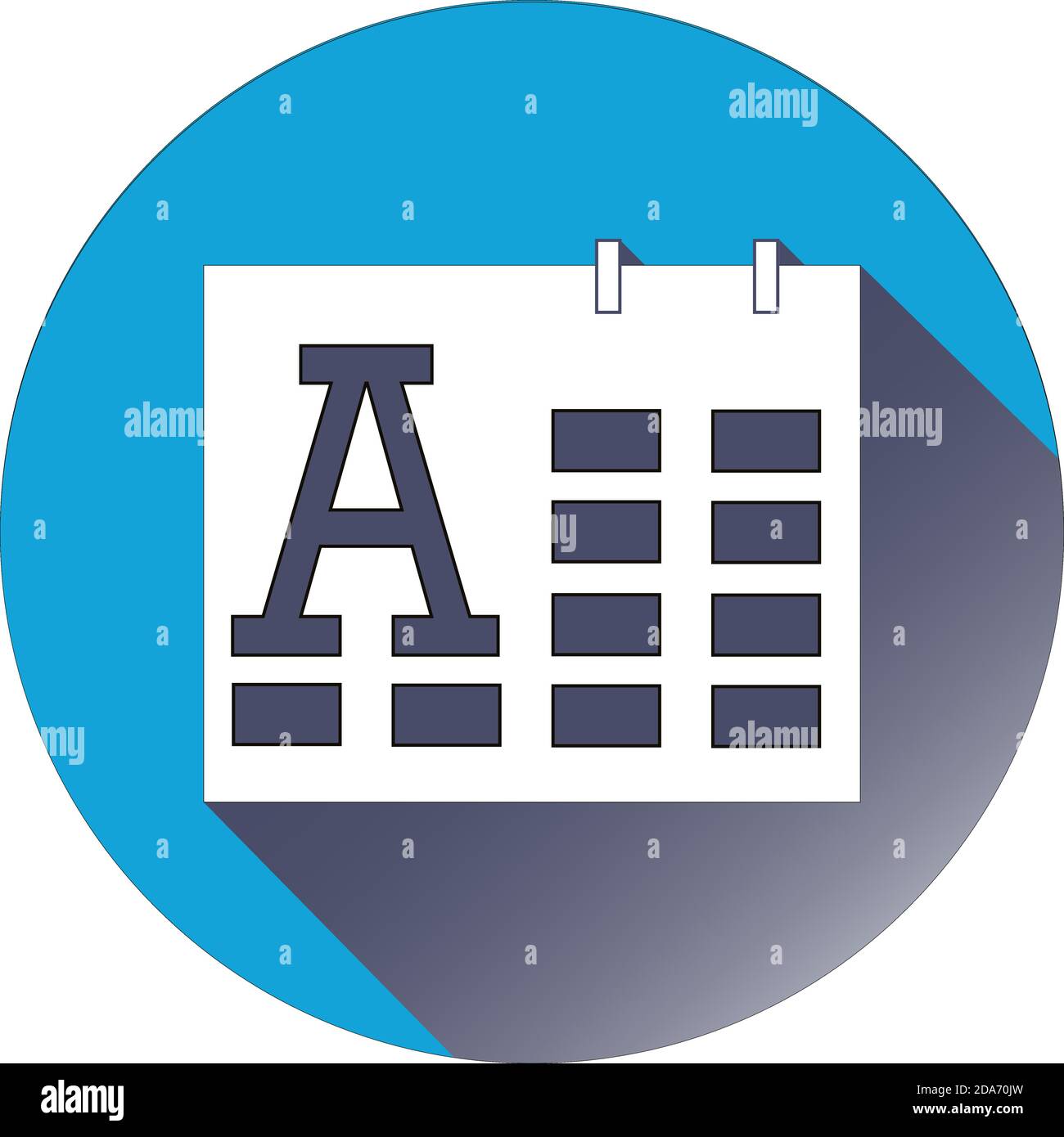 Vector flat design calendar icon. Abstract calendar clipart in blue and ...