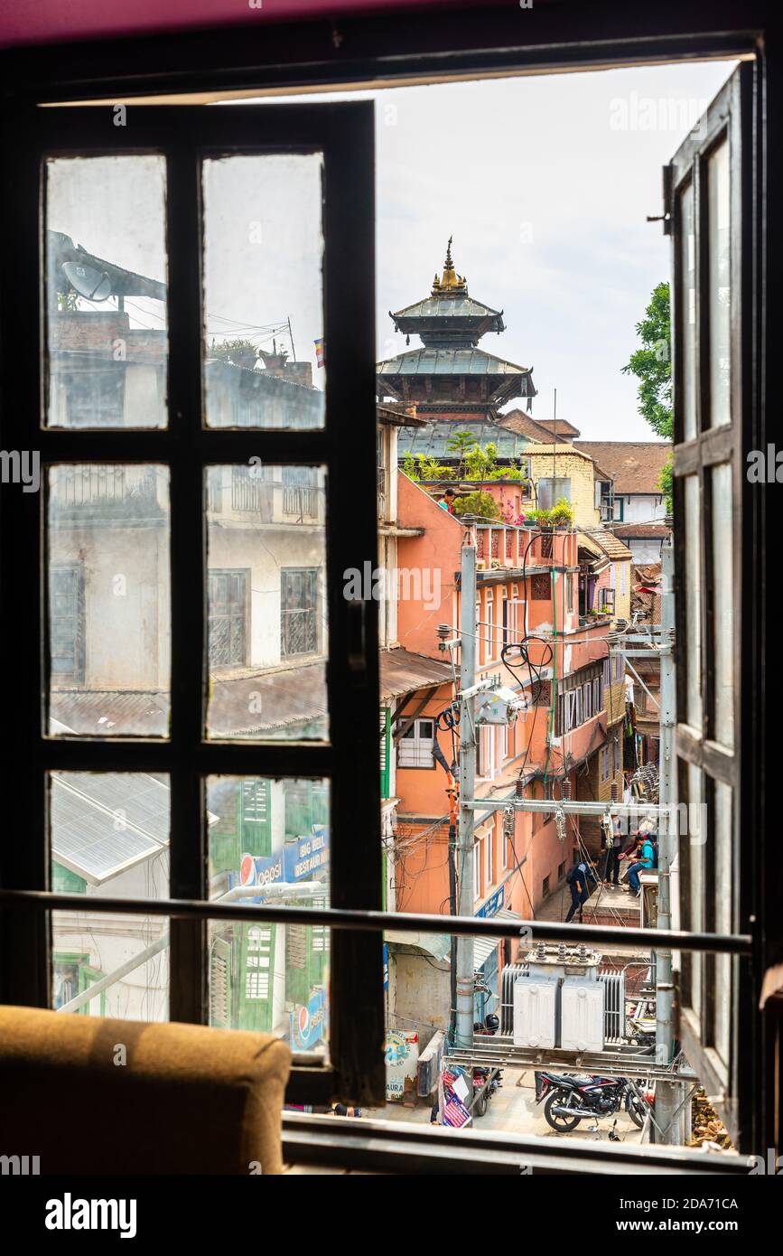 View on Kathmandu Durbar Square from a window, Nepal Stock Photo - Alamy