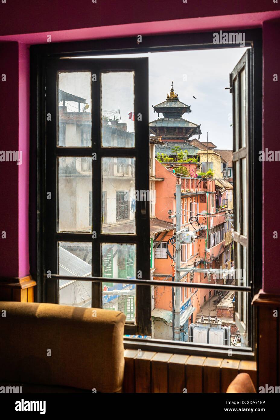 View on Kathmandu Durbar Square from a window, Nepal Stock Photo - Alamy