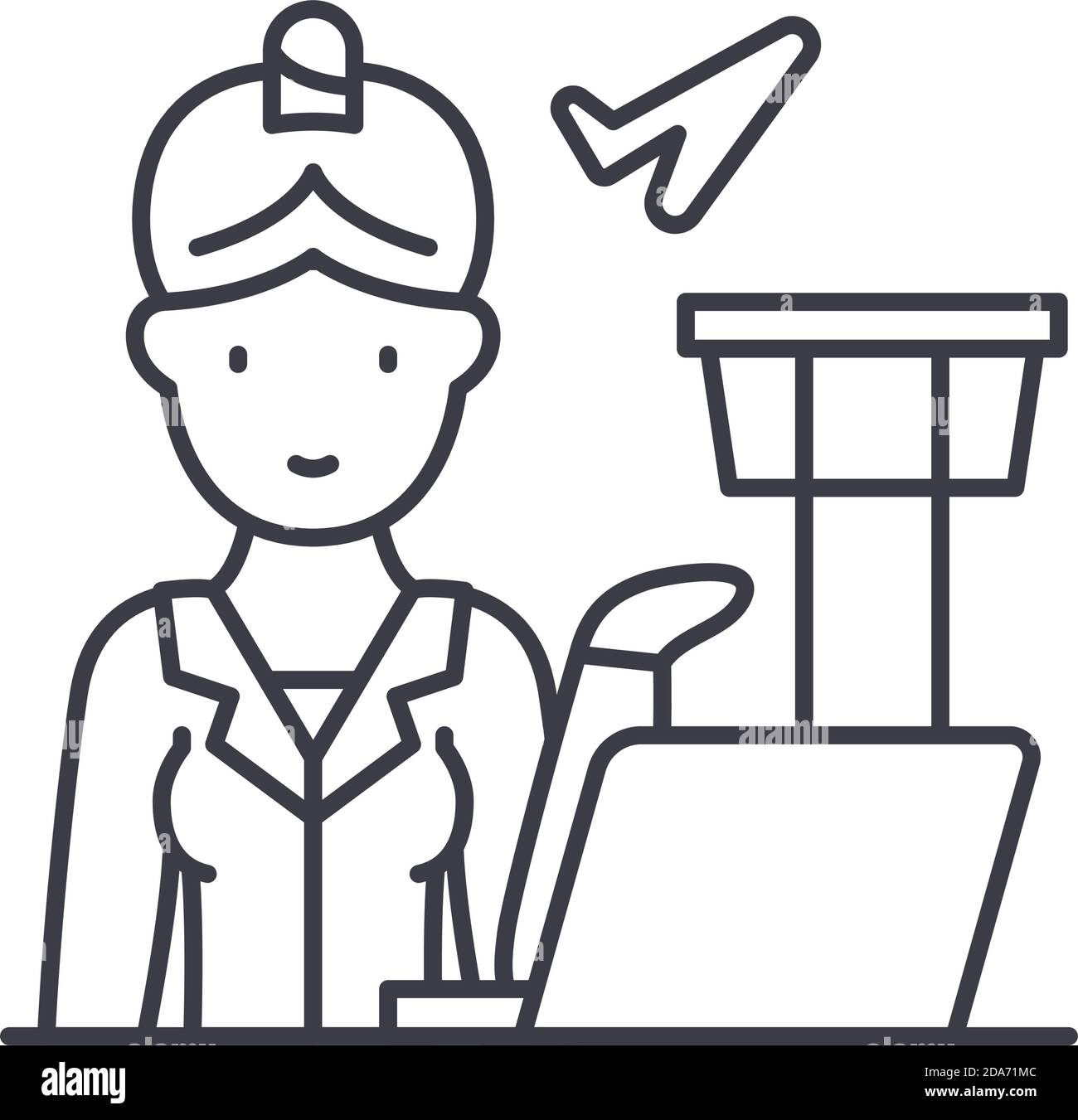 Air hostess icon, linear isolated illustration, thin line vector, web ...