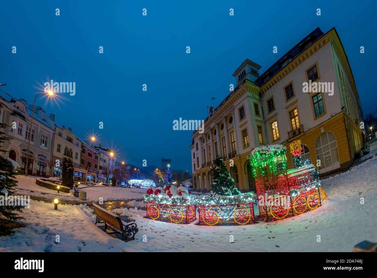 Sliven, Bulgaria - January 10th 2019: Christmas decoration on the ...