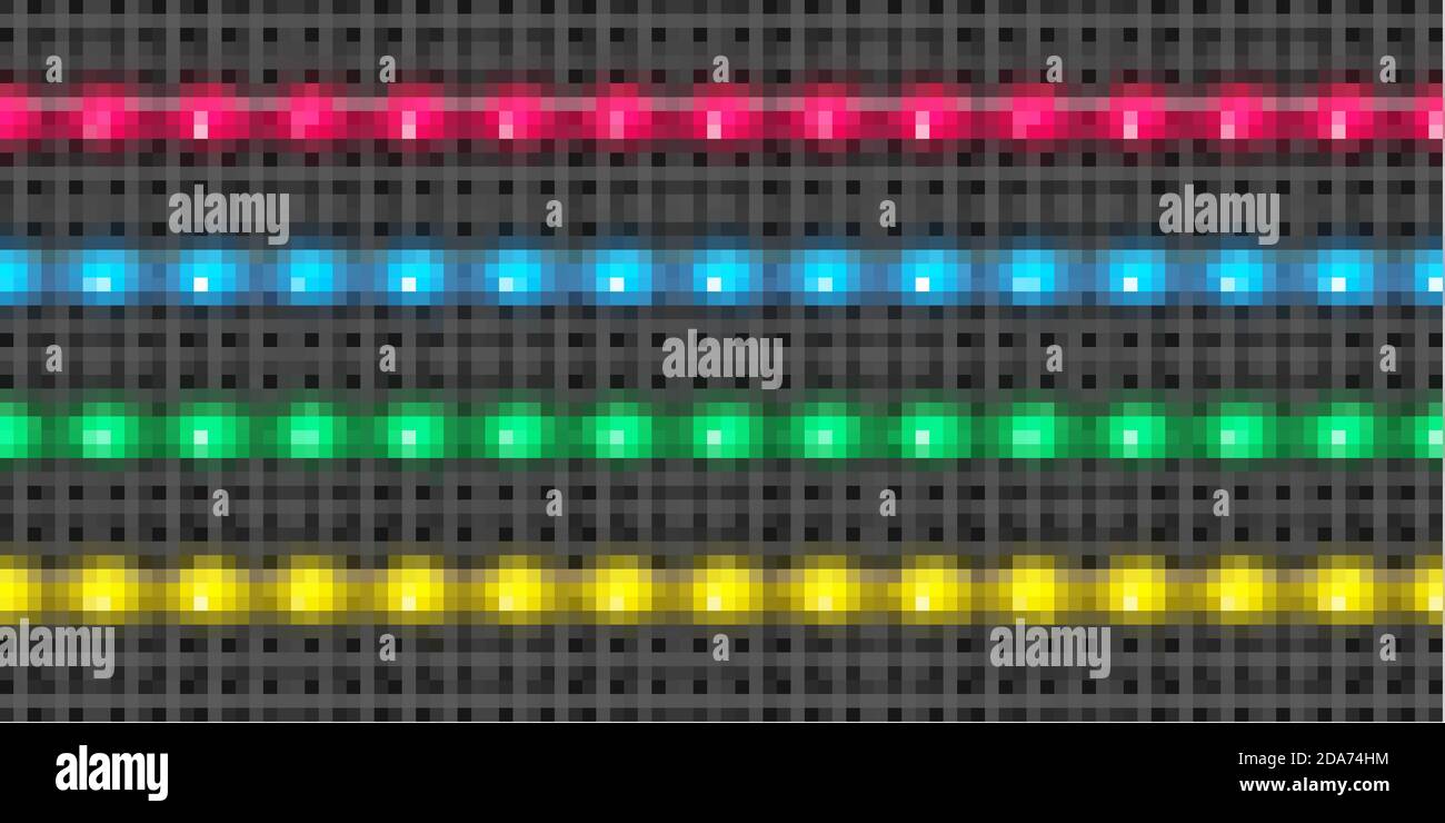 Realistic LED strip set. Colorful glowing illuminated tape decoration ...