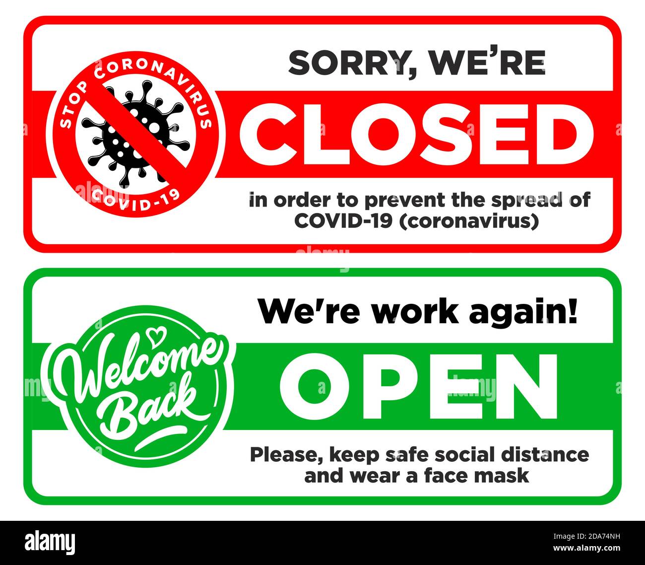 Open and Closed signs on the front door of a store or office. Design ...