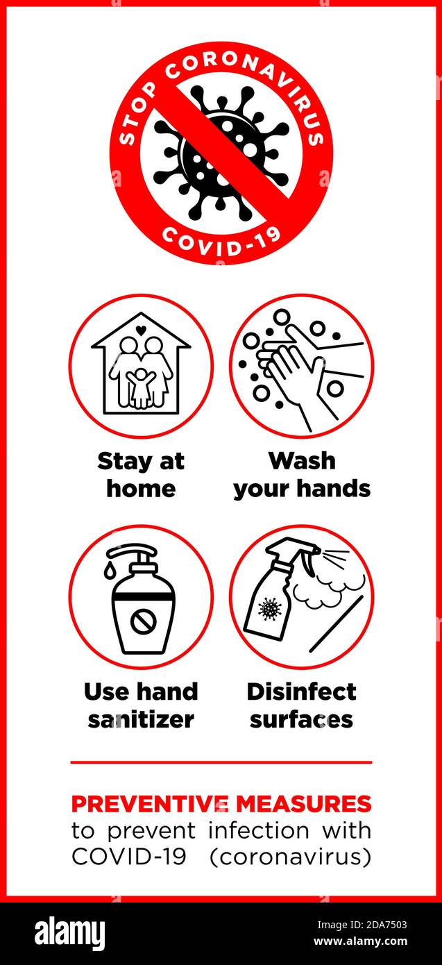 Coronavirus prevention measures. Quarantine concept for poster, flyer ...