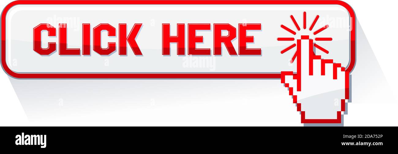 Click button with hand clicking on it. Icon vector for website Stock ...