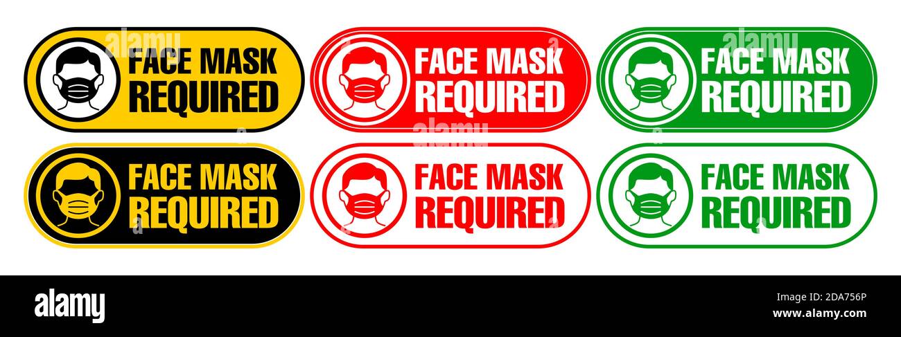 Face mask required sign. Horizontal warning signage for restaurant ...