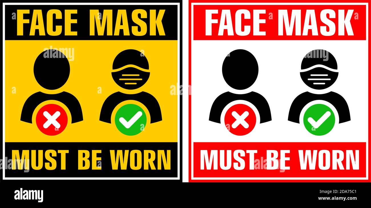 Doors sign Face mask required. Protective face mask must be worn ...