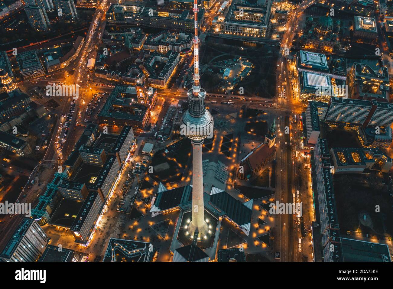 Aerial view of fernsehturm berlin and alexanderplatz hi-res stock photography and images - Alamy