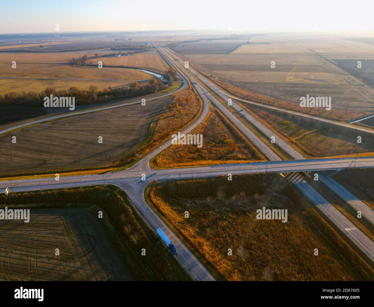 Air view of the landscape and road way Stock Photo - Alamy