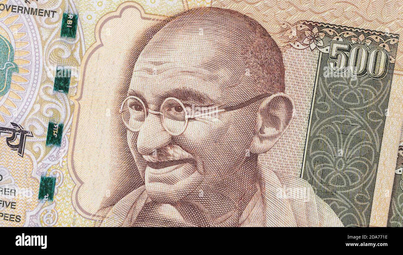 Close-up Indian Rupee banknotes. For India economy, Indian currency ...