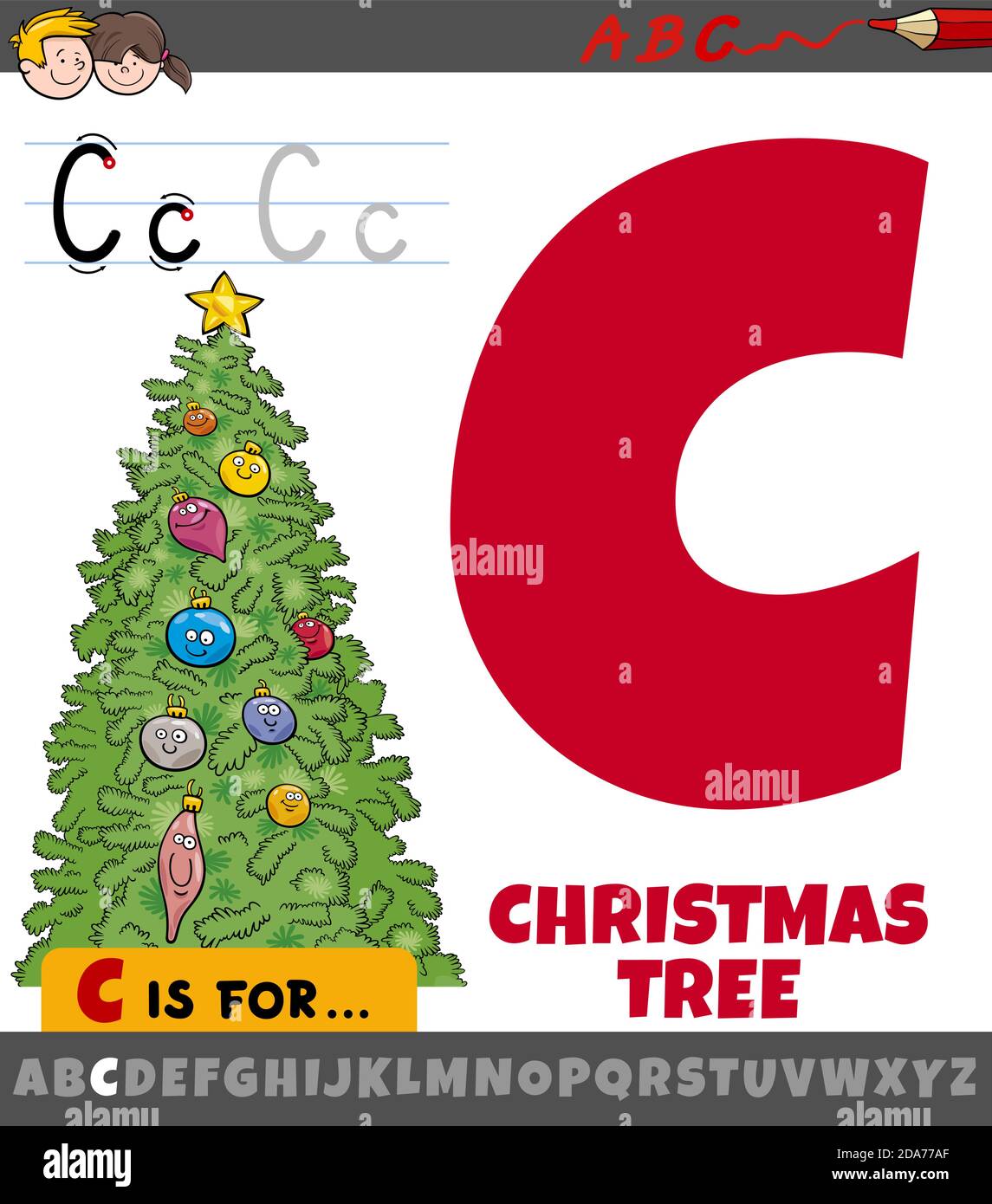 Educational cartoon illustration of letter C from alphabet with ...