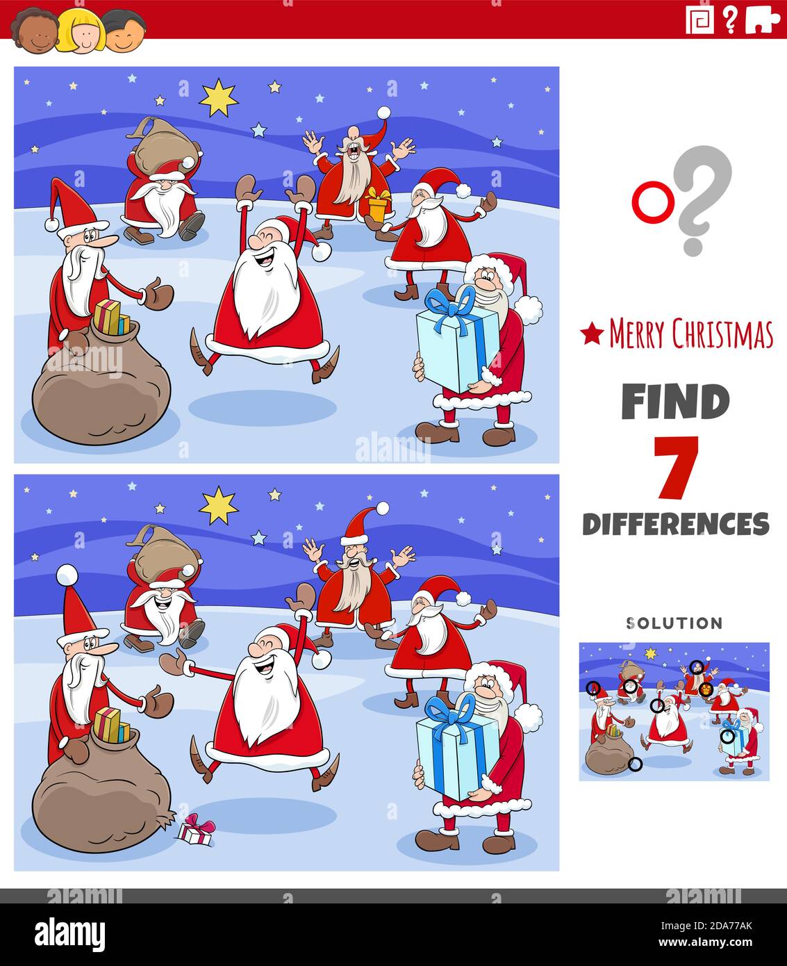 Cartoon illustration of finding differences between pictures ...