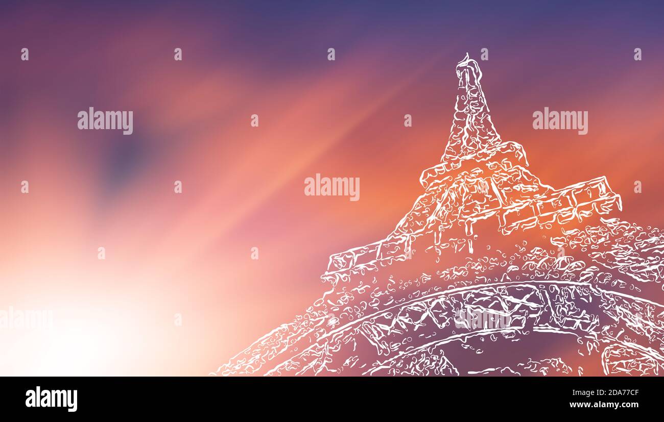 Paris art background. Stylized image of the Eiffel Tower on a ...