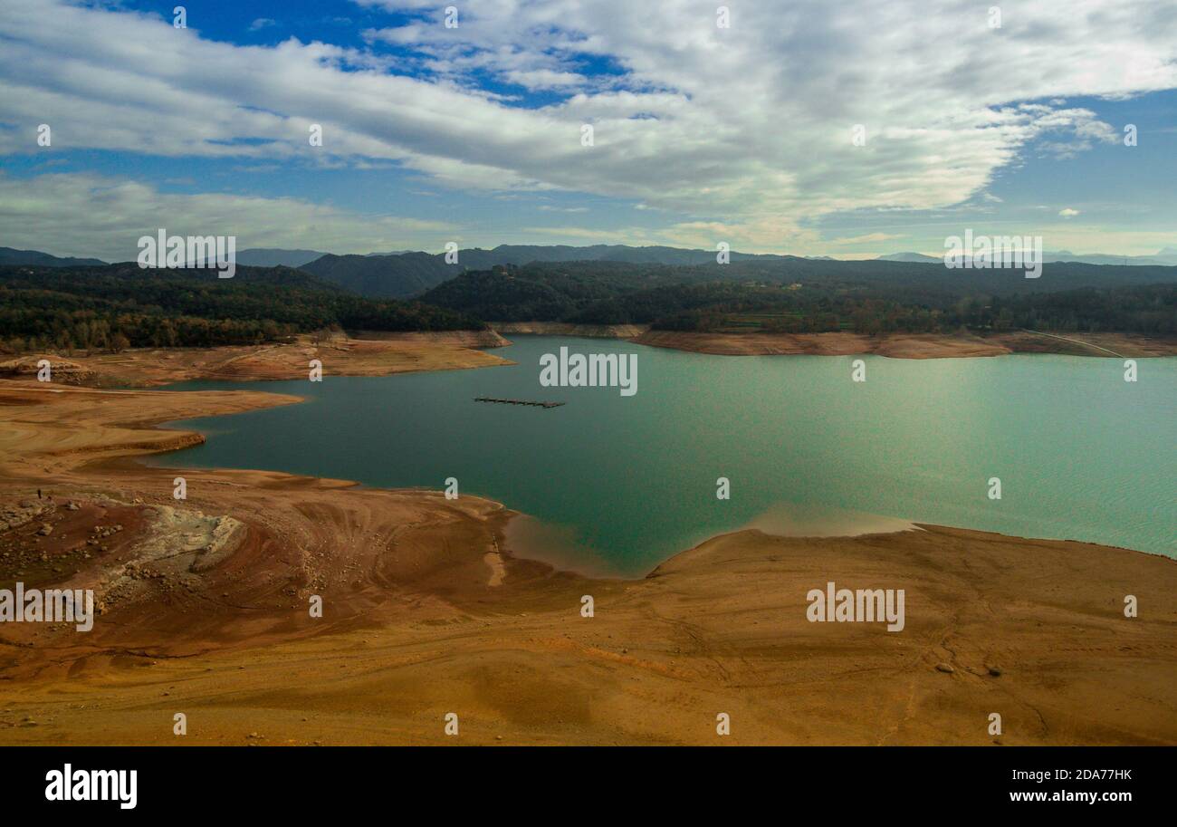 Aerial view of the marsh of Sau in Spain. Bird's eye images Stock Photo ...