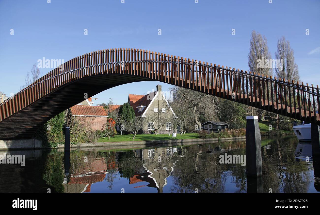 Steel bridge over ''The Utrechtse Veer'' in the city of Leiden.This is ...