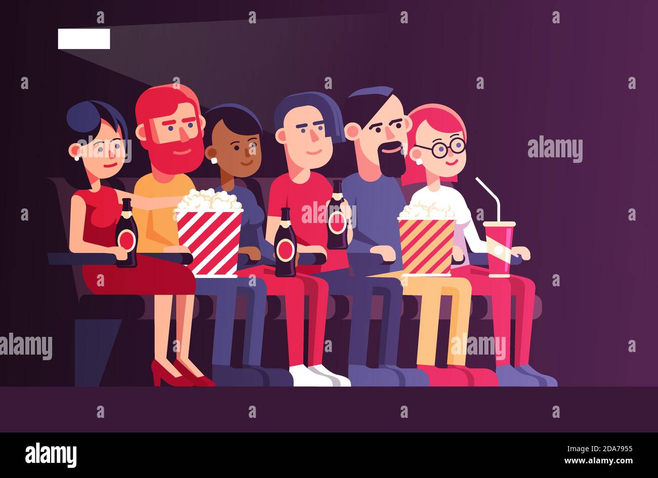 Animated People Watching A Movie