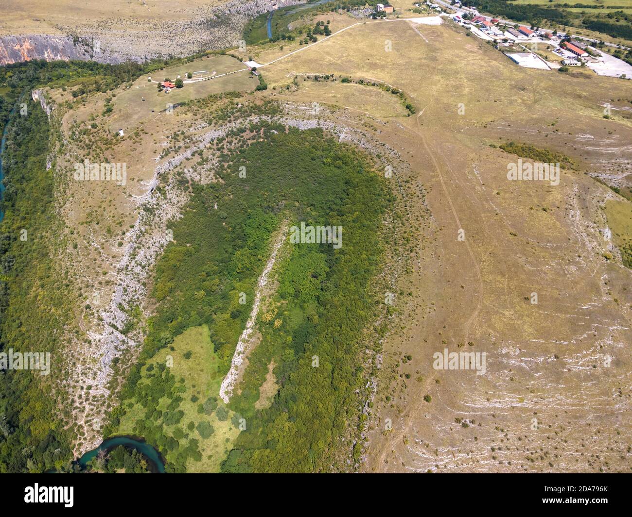 Aerial view of Iskar Panega Geopark along the Gold Panega River ...