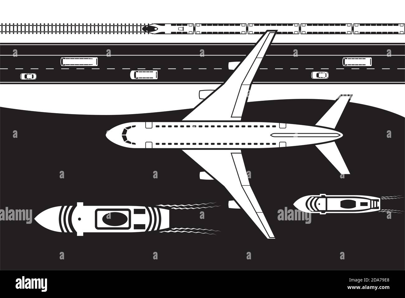 Illustration land sea air transport hi-res stock photography and images ...