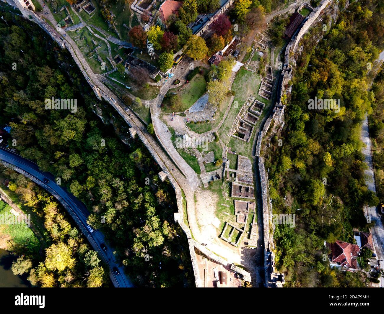 Aerial view of Ruins of The capital city of the Second Bulgarian Empire ...